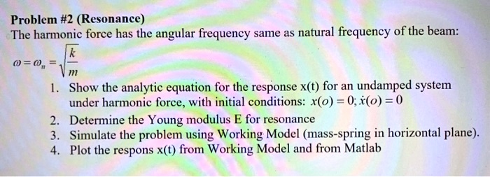 SOLVED: Problem#2(Resonance) The harmonic force has the angular frequency same as natural ...