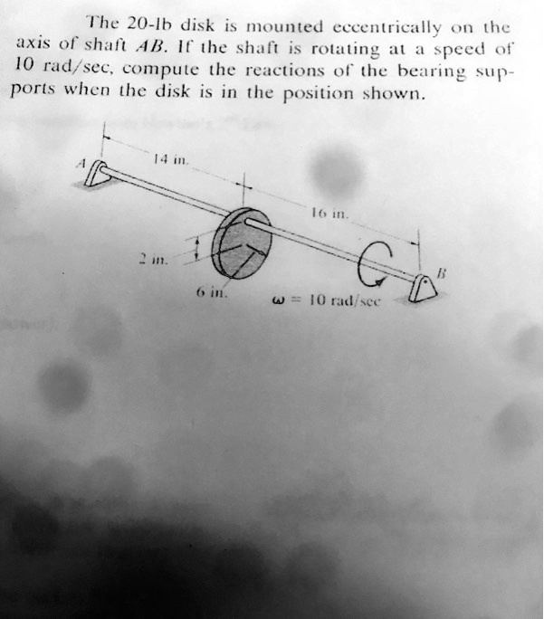 The 20-lb disk is mounted eccentrically on the axis of shaft AB. If the ...