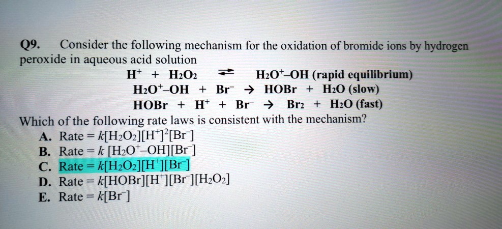 SOLVED: Q9. Consider the following mechanism for the oxidation of ...