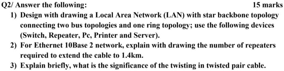 SOLVED: 1) Design with drawing a Local Area Network (LAN) with star ...