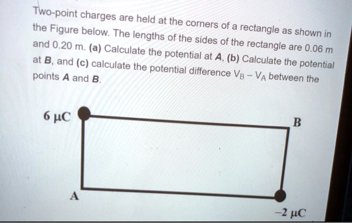 two point charges are held at the corners of a rectangle as shown in ...