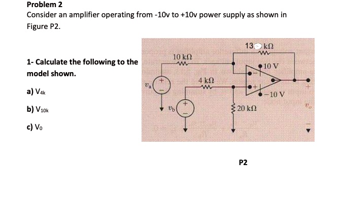 SOLVED: Problem 2: Consider an amplifier operating from -10V to +10V ...