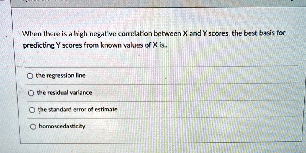 SOLVED: 'When there is a high negative correlation between X and Y ...
