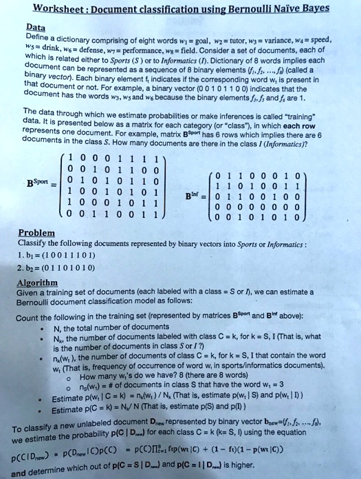 Text Discrete Structures Document Classification Using Bernoulli Naive Bayes Problem 1 And 2