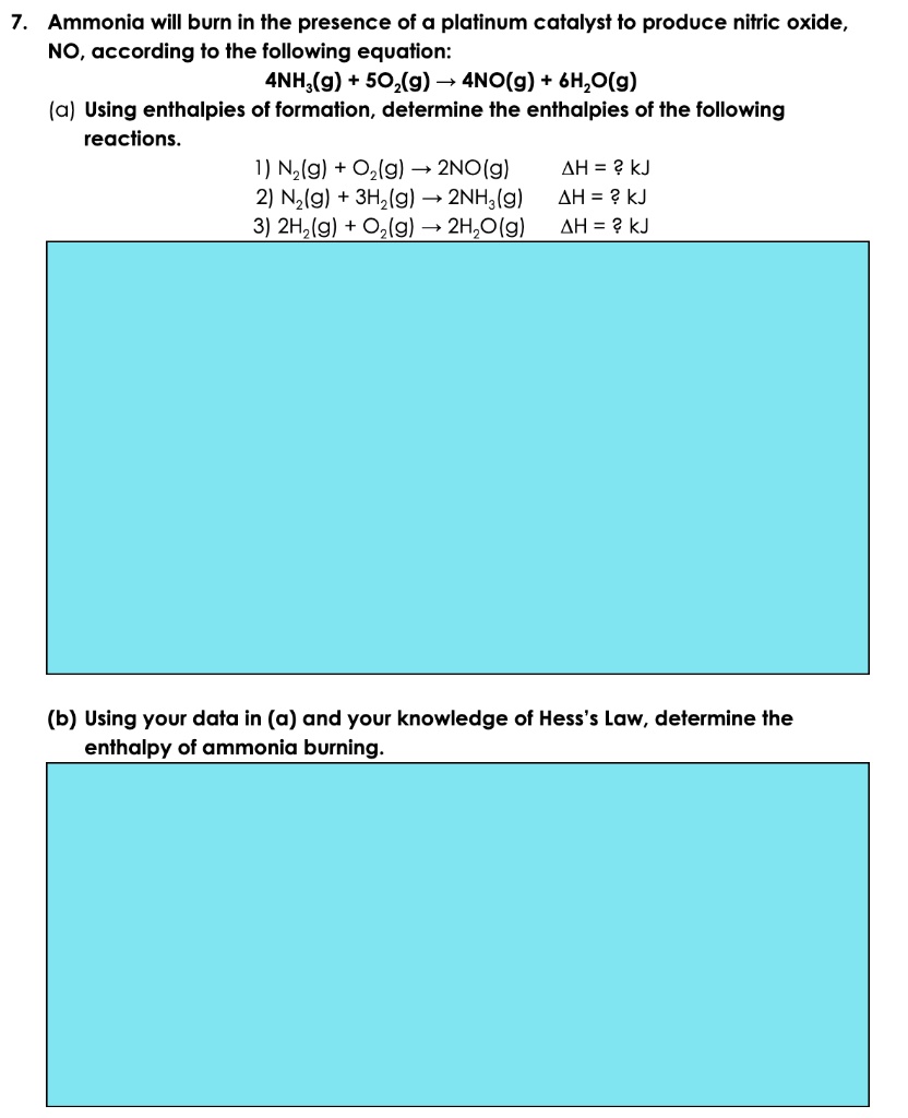 SOLVED: Ammonia will burn in the presence of a platinum catalyst to ...
