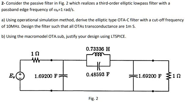 SOLVED: 2- Consider the passive filter in Fig: which realizes a third ...