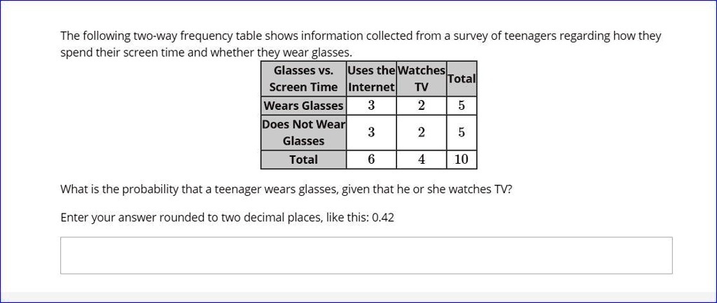 [get Answer] The Following Two Way Frequency Table Shows Information