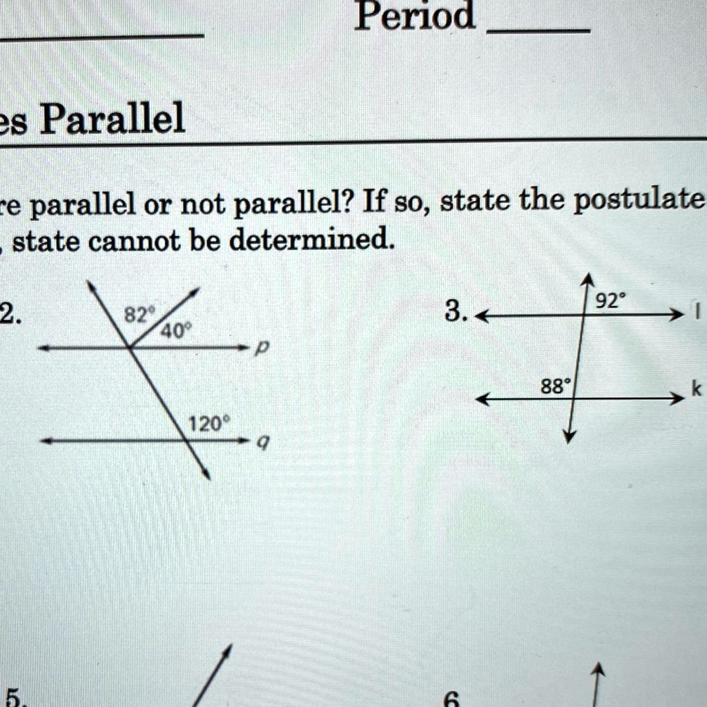 SOLVED: 'is it possible to prove the lines are parrallel or not parallel? if so, state the ...