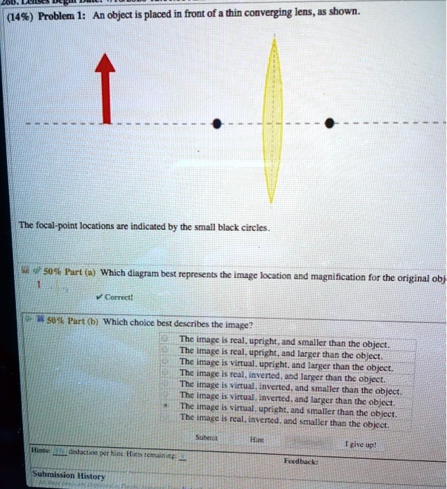 4 problem 1 an object is placed in front of thin converging lens as shown the focal point ...
