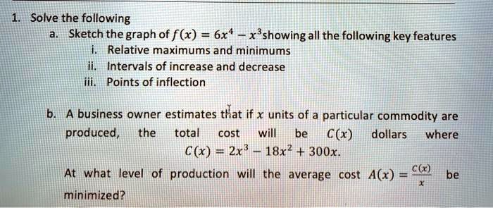 SOLVED: Solve the following Sketch the graph of f(x) = 6x4 x ...