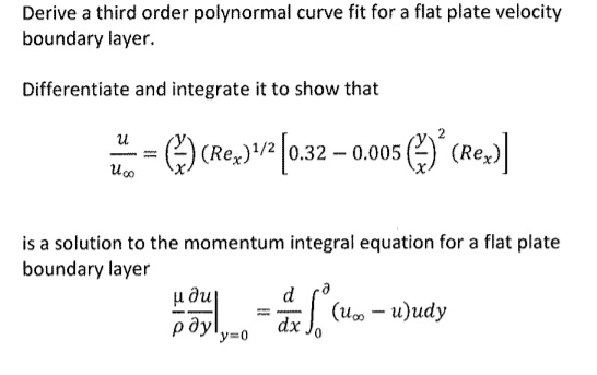 Derive a third order polynomial curve fit for a flat plate velocity ...
