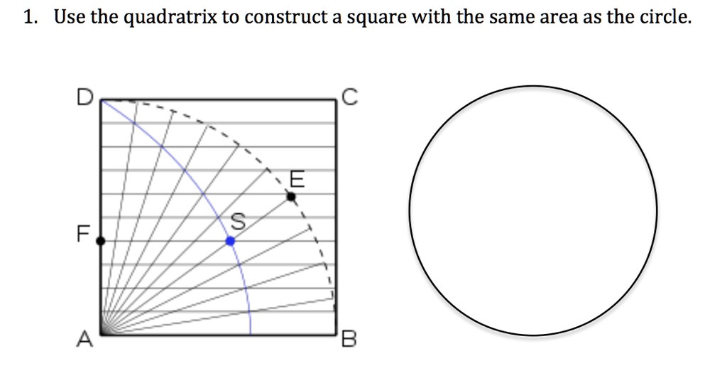 SOLVED: 1 Use the quadratrix to construct a square with the same area ...