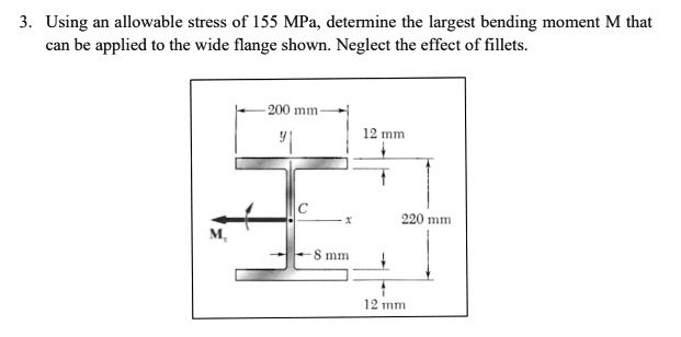 SOLVED: Using an allowable stress of 155 MPa, determine the largest bending moment M that can be ...