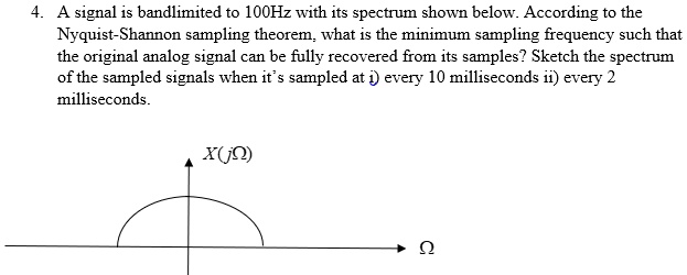 SOLVED: 4. A signal is bandlimited to 100Hz with its spectrum shown below. According to the ...