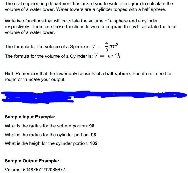 The civil engineering department has asked you to write a program to ...