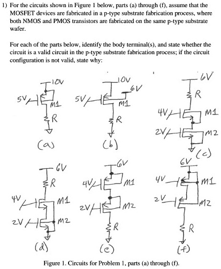 1) For the circuits shown in Figure 1 below, parts (a) through (f ...