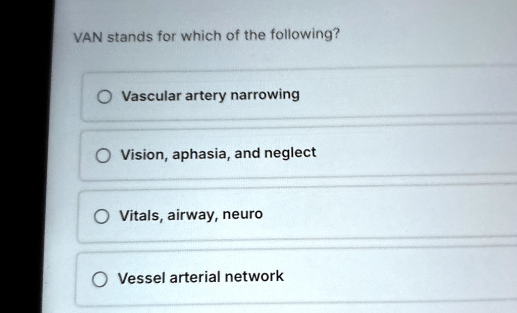 van stands for which of the following vascular artery narrowing vision ...