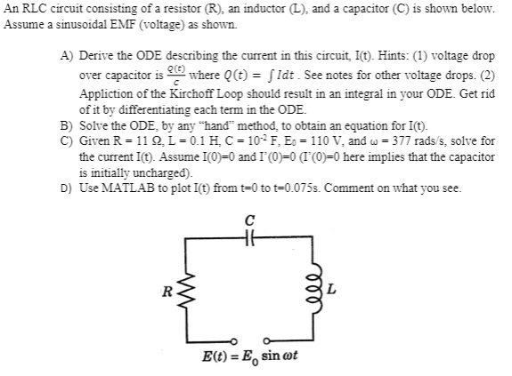 An RLC circuit consisting of a resistor (R), an inductor (L), and a ...