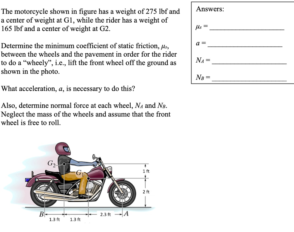 The motorcycle shown in figure has a weight of 275 lbf and a center of ...
