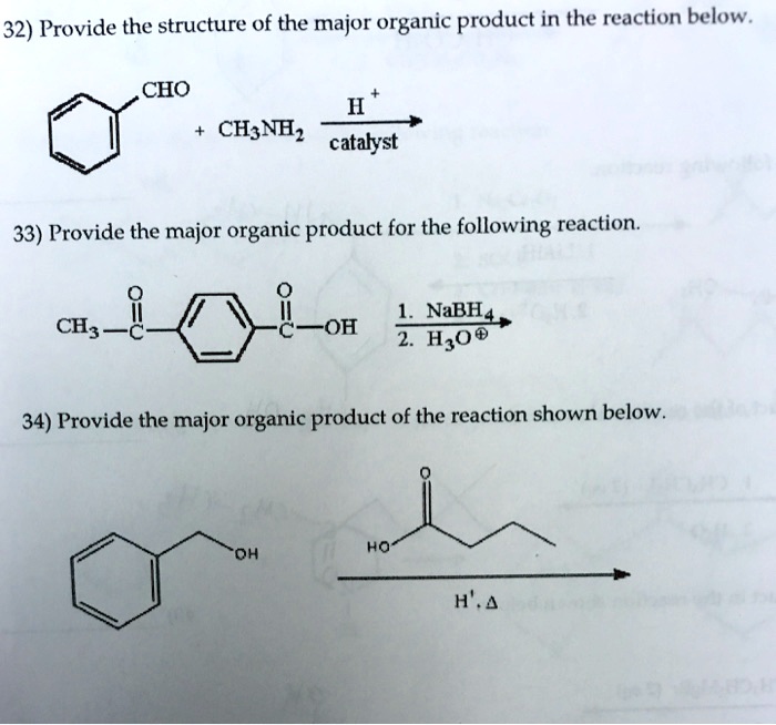 SOLVED: 32) Provide the structure of the major organic product in the reaction below. CHO + H2 ...