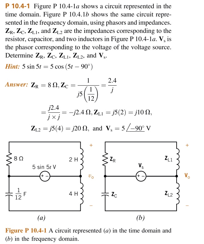 SOLVED: P 10.4-1 Figure P 10.4-1a shows a circuit represented in the time domain. Figure P 10.4 ...