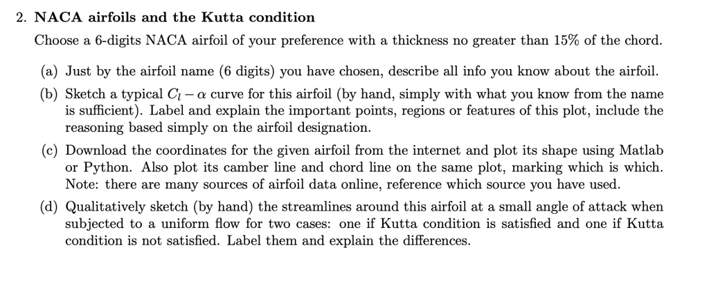 SOLVED: NACA airfoils and the Kutta condition Choose a 6-digits NACA ...