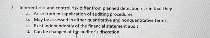 SOLVED: Inherent risk and control risk differ from planned detection ...