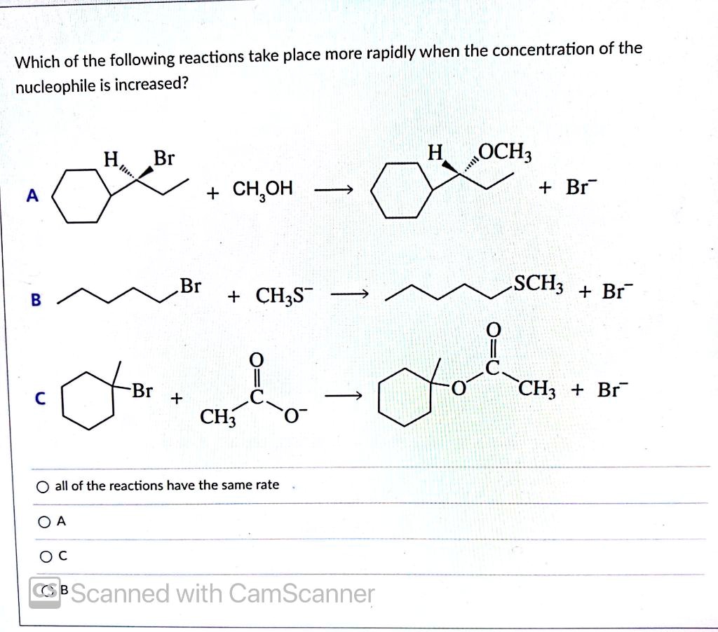 which of the following reactions take place more rapidly when the ...
