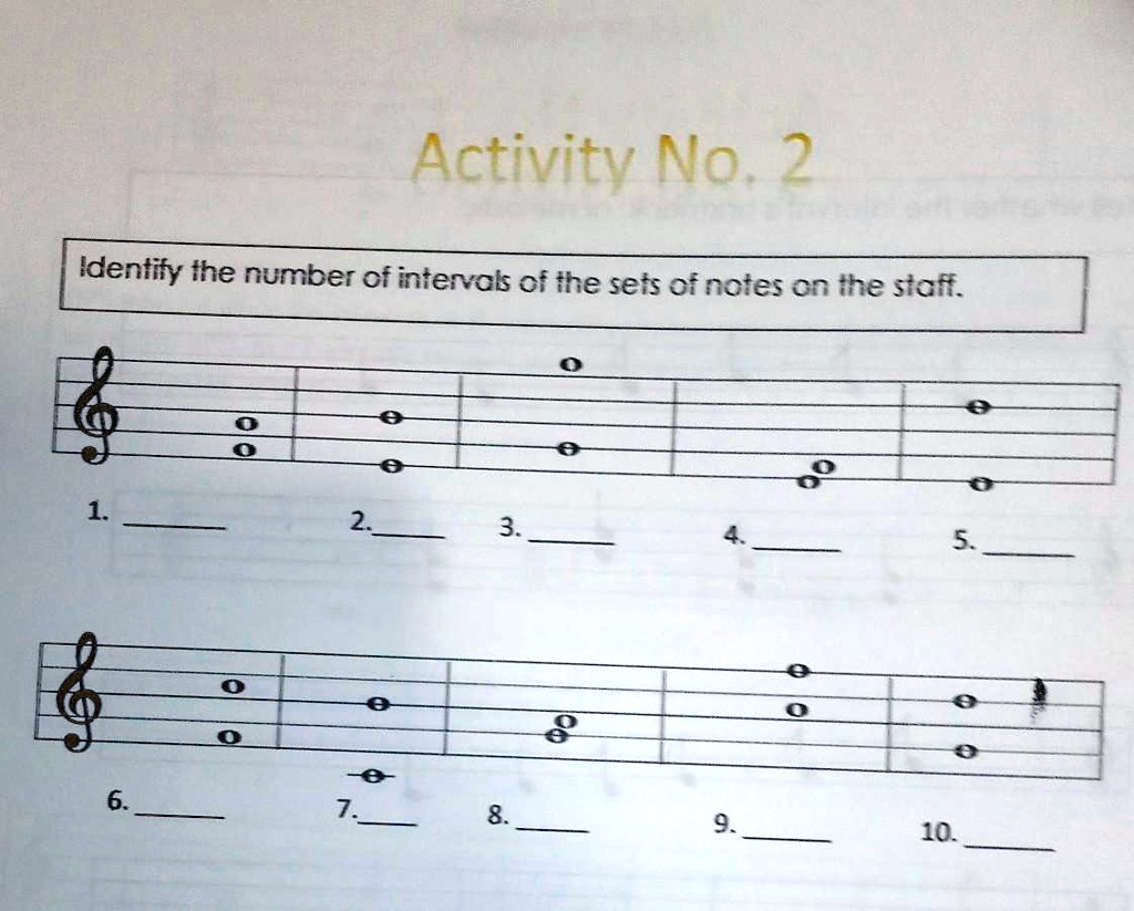 identify the number of intervals of the sets of notes on the staff ...