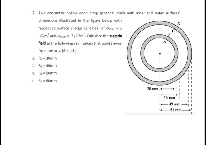 [GET ANSWER] 2. Two concentric hollow conducting spherical shells with inner and outer surfaces ...