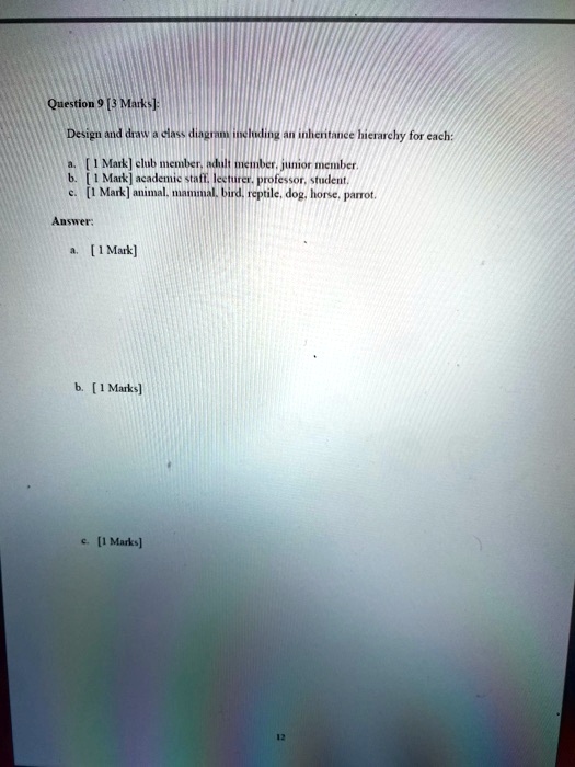 question93marks design and draw a elass diagramineuding an inheritance ...
