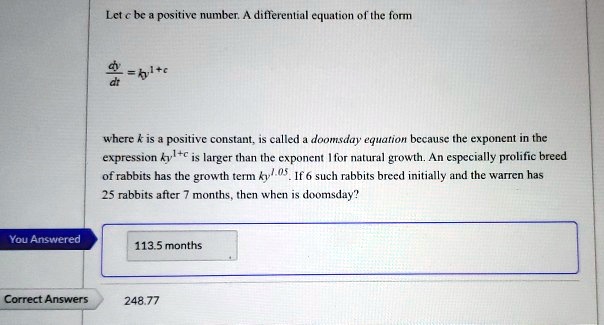 SOLVED: Let c be positive number ditlerential equation f the fon #=blte ...