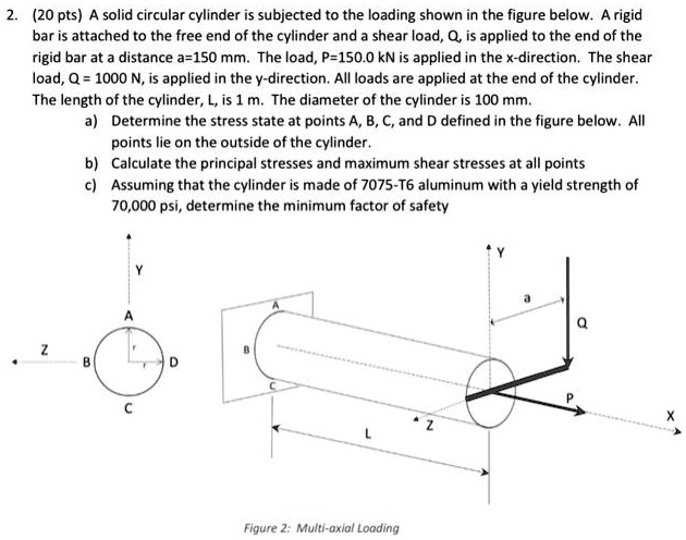 SOLVED: A solid circular cylinder is subjected to the loading shown in ...