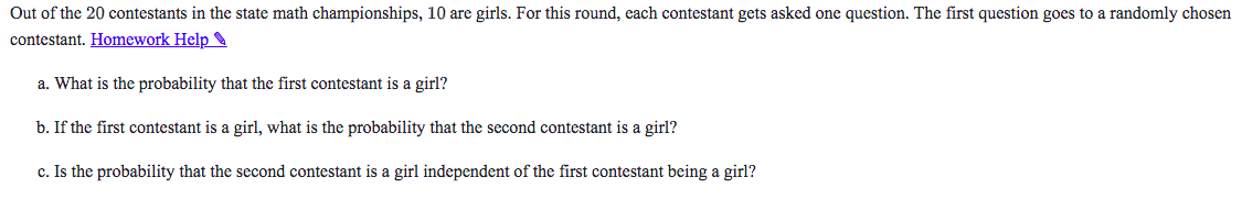 out of the 20 contestants in the state math championships are girls for ...