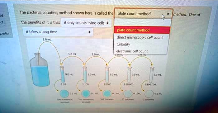 The bacterial counting method shown here is called the plate count ...