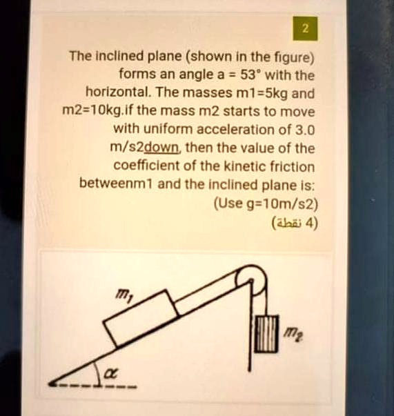 The Inclined plane (shown in the figure) forms an angle Î± = 53Â° with ...
