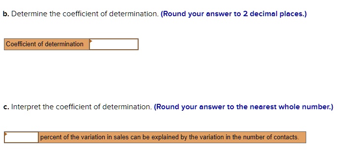 SOLVED:Determine the coefficient of determination: (Round your answer ...