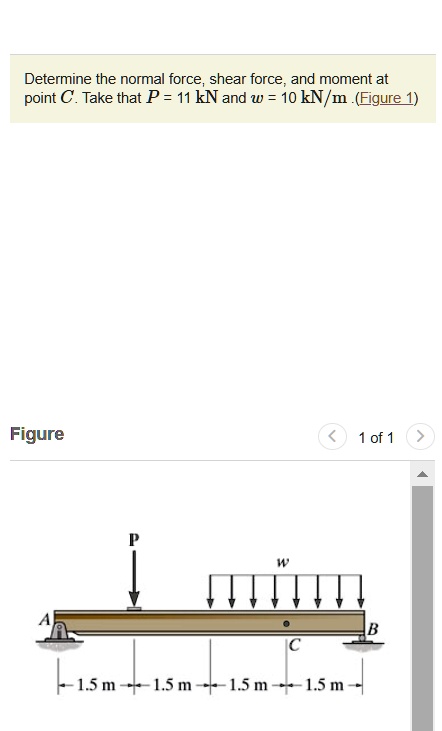 SOLVED: Determine the normal force at point C. Determine the shear ...