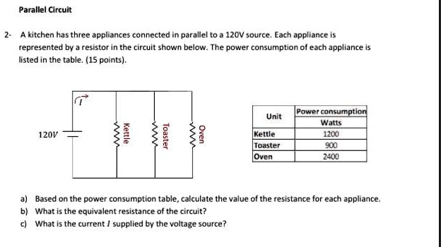 SOLVED:Parallel Circuit kitchen hus three uppliances connected parallel ...