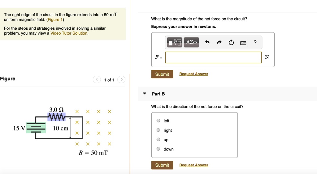 the right edge of the circuit in the figure extends into 50 mt uniform magnetic field figure ...