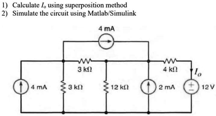 SOLVED: Calculate I(0) using superposition method Simulate the circuit ... SOLVED: Calculate I(0) using superposition method Simulate the circuit ...