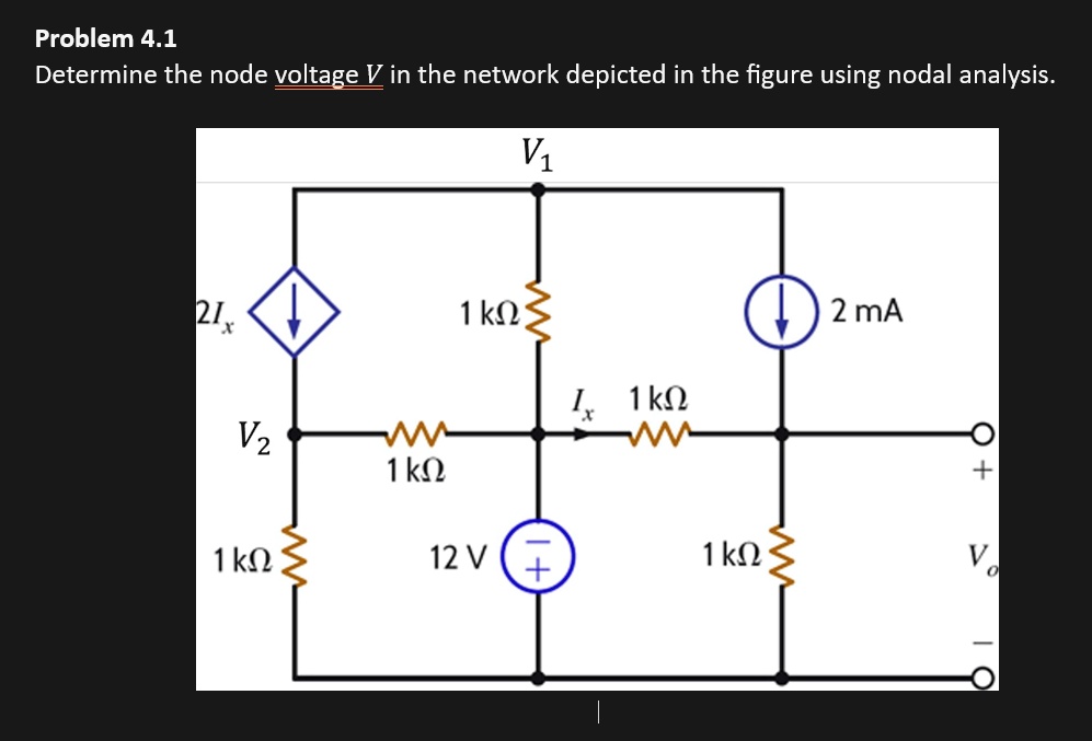 problem 41 determine the node voltage v in the network depicted in the figure using nodal ...