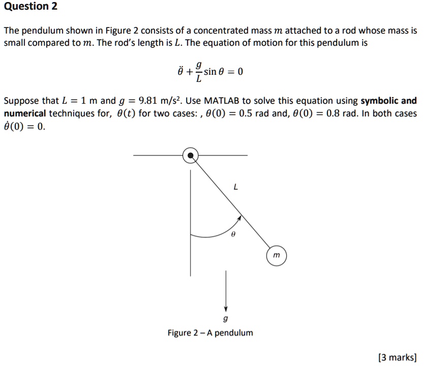 SOLVED: The pendulum shown in Figure 2 consists of a concentrated mass ...