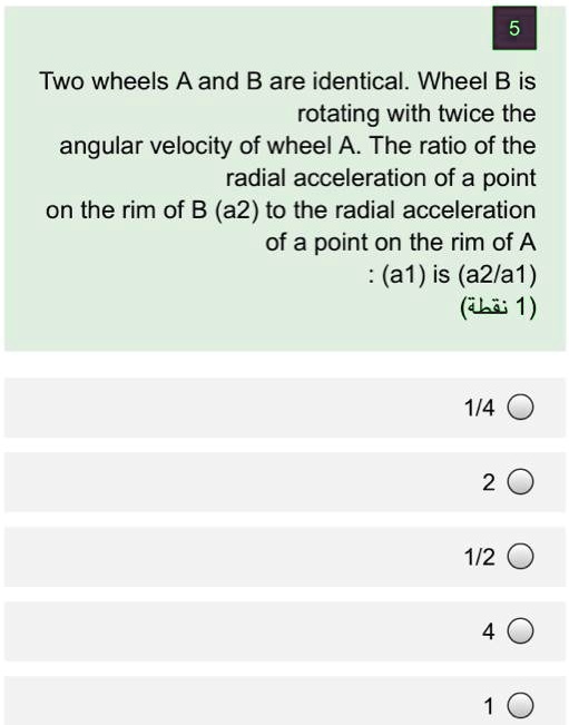 SOLVED: Two wheels A and B are identical. Wheel B is rotating with ...