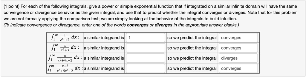 point for each of the following integrals give power or simple exponential function that if ...