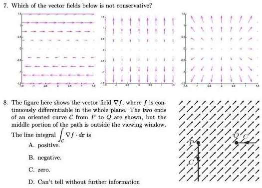 7. Which of the vector fields below is not conservative? 8. The figure ...