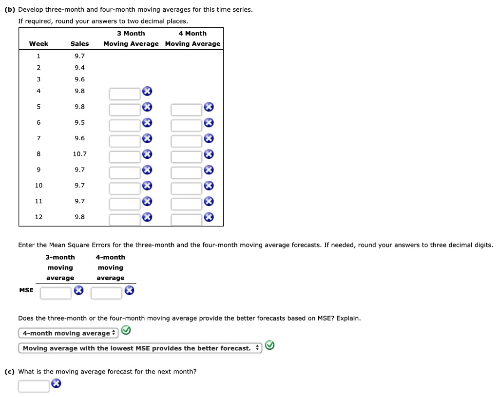 SOLVED b Develop Three month And Four month Moving Averages For This 