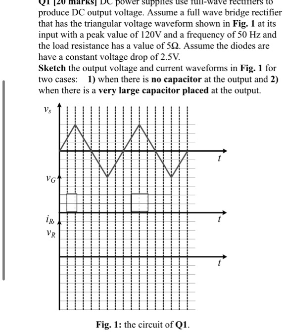 SOLVED: Produce DC output voltage. Assume a full-wave bridge rectifier that has the triangular ...
