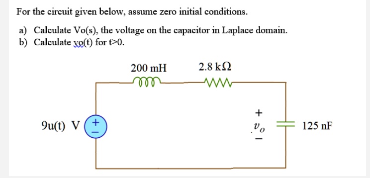 SOLVED: For the circuit given below, assume zero initial conditions a) Calculate Vo(s), the ...