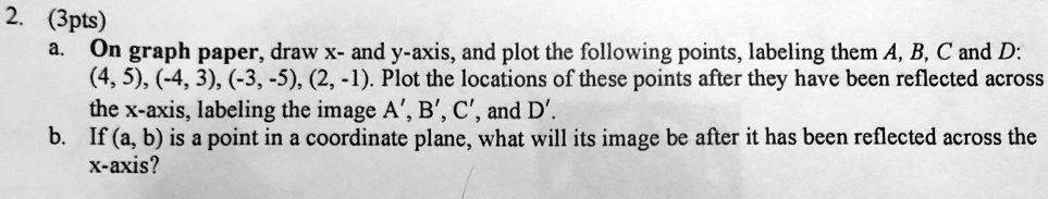 2 3pts on graph paper draw x and y axis and plot the following points labeling them a b c and d ...